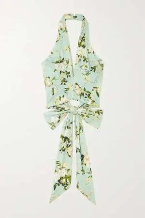 Erdem Luna Cropped Halterneck Top - Mint