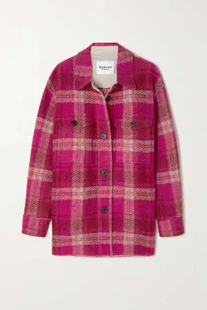 MARANT ÉTOILE Harveli Oversized Checked Flannel Coat - Fuchsia