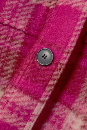 MARANT ÉTOILE Harveli Oversized Checked Flannel Coat - Fuchsia