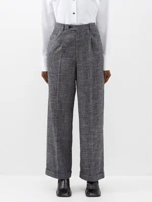 A.p.c. A.P.C. - Melissa Cotton-blend Tweed Tailored Trousers - Womens - Dark Navy - 34 FR - Dark Navy