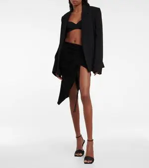 MONOT Asymmetric Crêpe Midi Skirt
