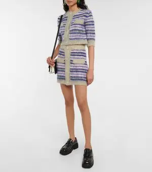 Marni Striped Mohair-blend Miniskirt - Multicoloured