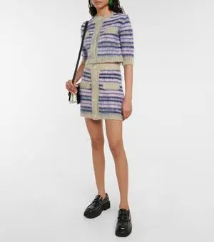 Marni Striped Mohair-blend Miniskirt - Multicoloured