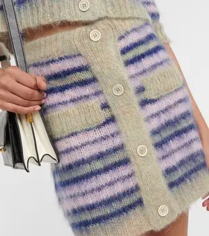 Marni Striped Mohair-blend Miniskirt - Multicoloured