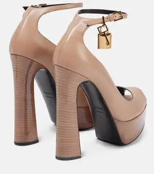 TOM FORD Padlock Platform Leather Sandals