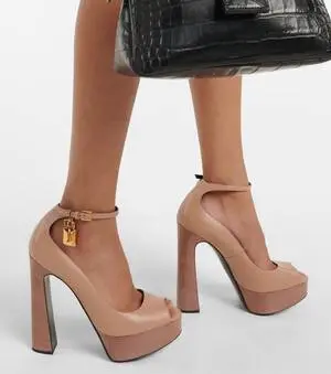 TOM FORD Padlock Platform Leather Sandals