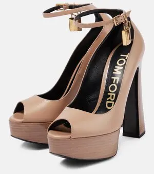 TOM FORD Padlock Platform Leather Sandals