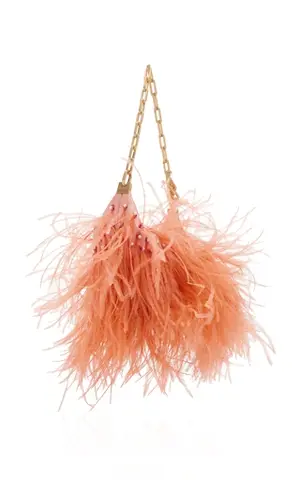 Cult Gaia Gia Feather-trimmed Satin Shoulder Bag