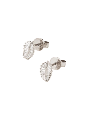 ANITA KO Anita Ko Palm Leaf Small Diamond Earrings Silver