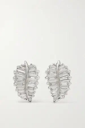 ANITA KO Anita Ko Palm Leaf Small Diamond Earrings White Gold