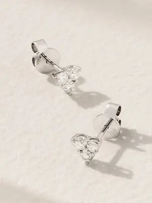 ANITA KO Trillion Diamond Earrings - Silver