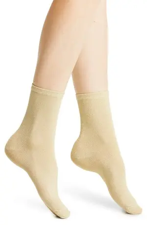 HIGH HEEL JUNGLE Glitterati Sparkle Crew Socks - Gold