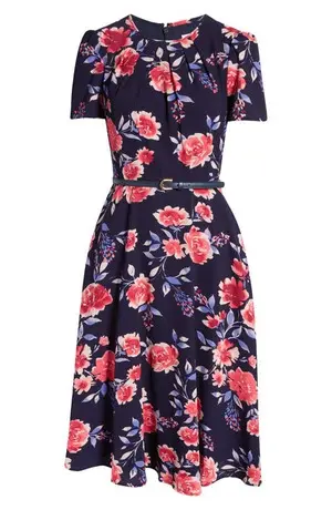 Eliza J Floral Print Midi Dress