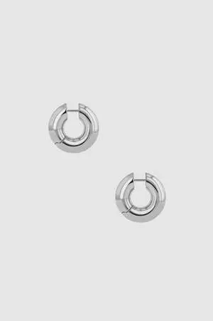ANINE BING ANINE BING Small Bold Link Hoop Earrings Silver