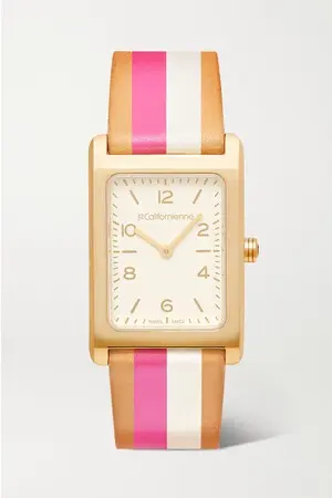 LACALIFORNIENNE Daybreak 24mm -plated Striped Leather Watch - Gold