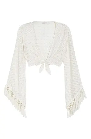 Ramy Brook Elvira Lace Metallic Cover-up Top - White Zigzag
