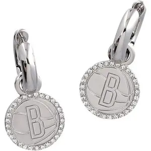 Baublebar Brooklyn Nets Pavé Huggie Earrings - Silver