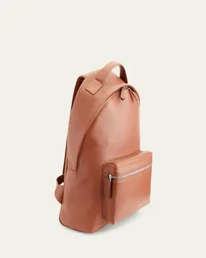 ROYCE NEW YORK Monogrammed Leather 13" Laptop Backpack - Tan