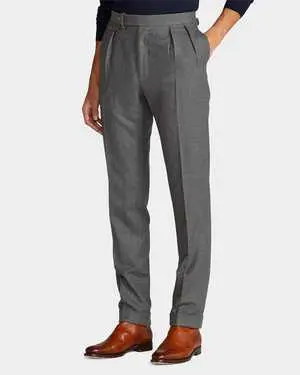 Ralph Lauren Men's Gregory Pleated Flannel Trousers - Grey Htr