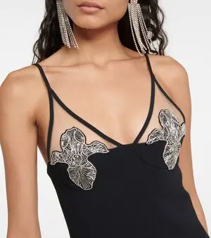 David Koma Mesh-panel Embellished Minidress