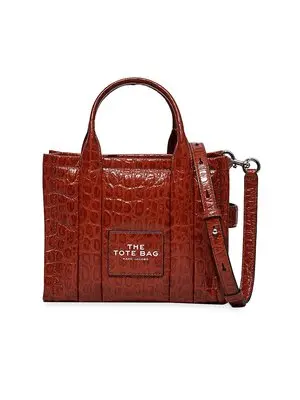 Marc Jacobs Women's The Croc-Embossed Small Tote - Ivory Spice Brown
