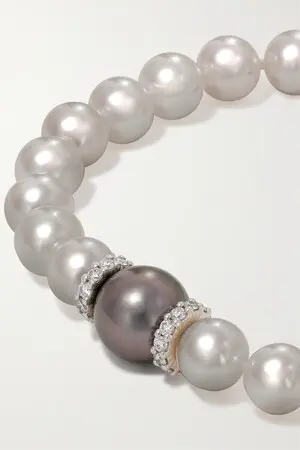 Mikimoto 18-karat Gold, Pearl And Diamond Bracelet