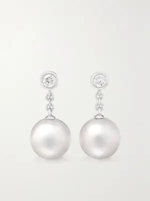 Mikimoto 18-karat Pearl And Diamond Drop Earrings