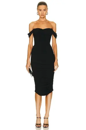 Norma Kamali Walter Midi Dress With Winglet Sleeves - Black