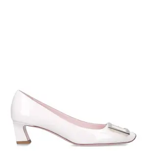 ROGER VIVIER Patent Leather Decolleté Belle Vivier 45 Pumps - Beige