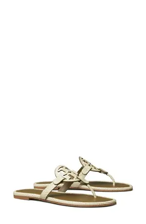 Tory Burch Miller Croc Embossed Sandal Cream