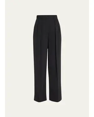 THE ROW Igor Pleated Straight-leg Trousers - Black