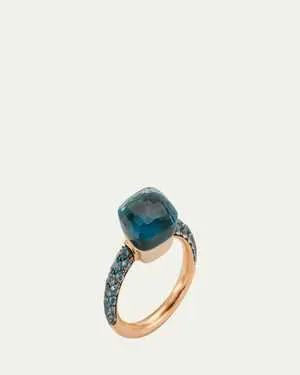 Pomellato Nudo Classic Ring With Turquoise And Topaz - Two Tone Gold