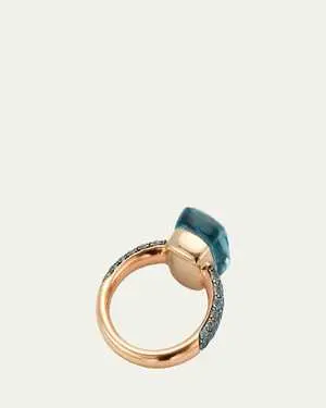 Pomellato Nudo Classic Ring With Turquoise And Topaz - Two Tone Gold