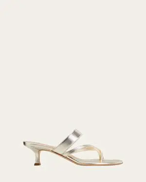 Manolo Blahnik Susa Metallic Crisscross Mule Sandals
