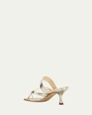 Manolo Blahnik Susa Metallic Crisscross Mule Sandals
