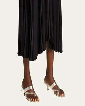 Manolo Blahnik Susa Metallic Crisscross Mule Sandals