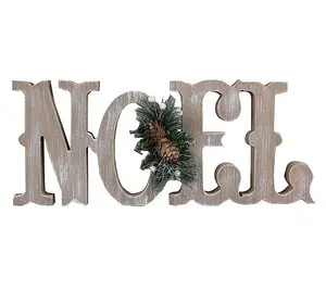 YOUNG'S INC. Young's Wood Table Top Christmas Word Sign, Set Of 2 - One-color