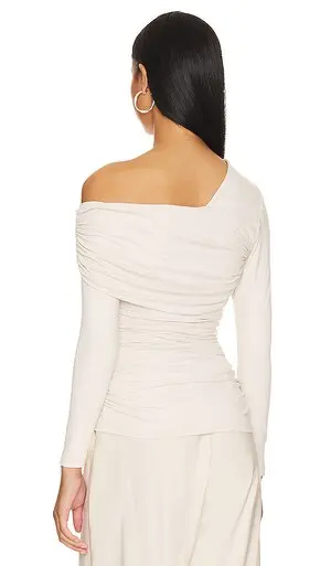 Susana Monaco Gathered One Shoulder Top - Blanched Almond