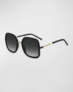 Carolina Herrera Pearly Logo Square Nylon Sunglasses - Black