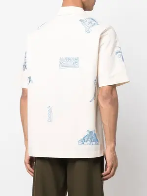 Nanushka Bodil Embroidered Short-sleeve Shirt Cream