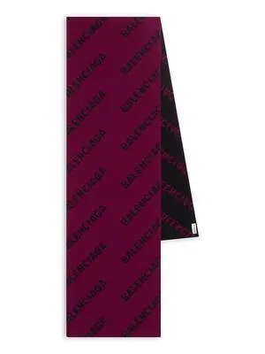 Balenciaga Women's Allover Logo Scarf - Purple Black - Purple Black