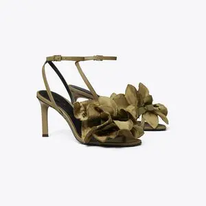 Tory Burch Flower Heeled Sandal Ramure Green