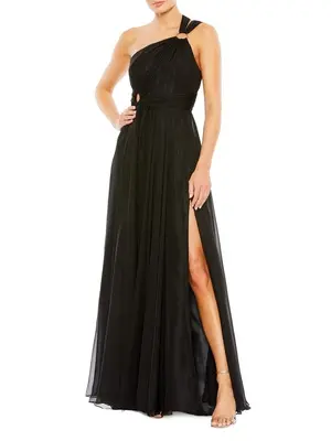 Mac Duggal Ieena Strappy One-shoulder Gown
