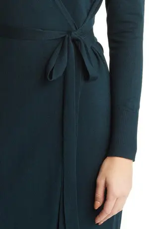 Anne Klein Long Sleeve Faux Wrap Dress