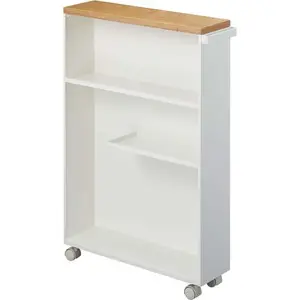 YAMAZAKI Tower Slim Rolling Bathroom Cabinet - White