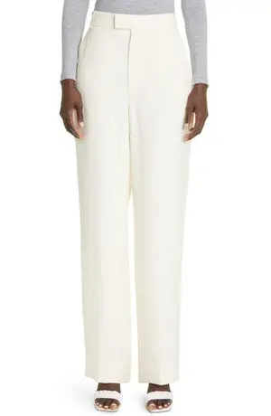 ST. JOHN High-Waisted Wide-Leg Silk-Blend Pants