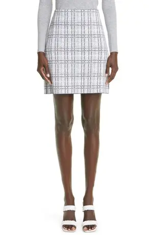St. John Pixelated Plaid Jacquard Miniskirt