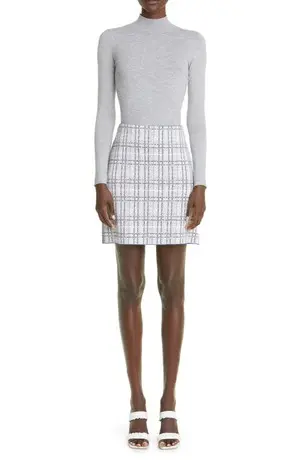 St. John Pixelated Plaid Jacquard Miniskirt