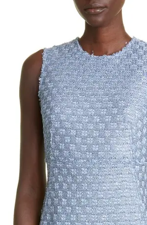St. John Sequin Check Sleeveless Tweed Knit Dress
