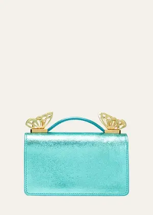 SOPHIA WEBSTER Mariposa Mini Metallic Leather Shoulder Bag - Blue